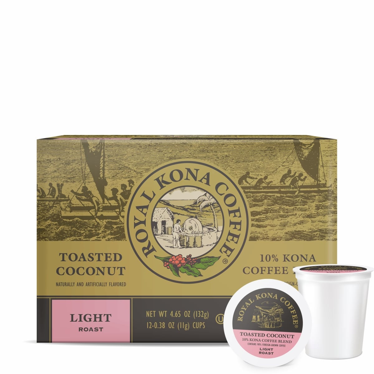 Toasted Coconut 10% Kona Blend Single Serve Coffee Pods - Royal Kona Coffee
